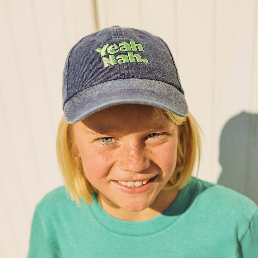 Yeah Nah Kids Cotton Cap in Navy