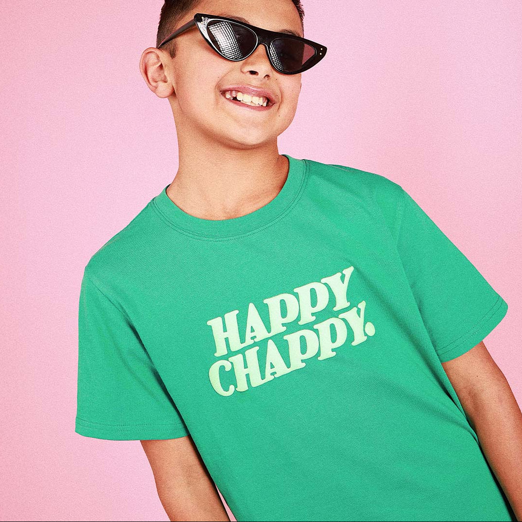 Happy Chappy Aussie Slang Boys T-Shirt in Green - Skwosh