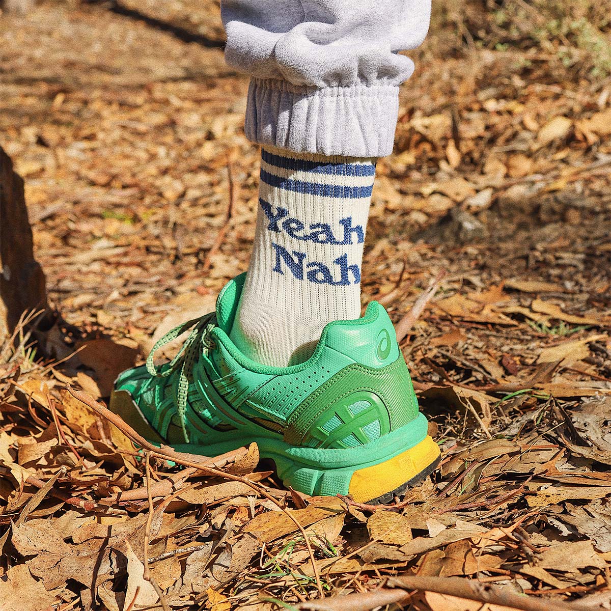 Kids Yeah Nah Socks – White Crew Socks by Skwosh