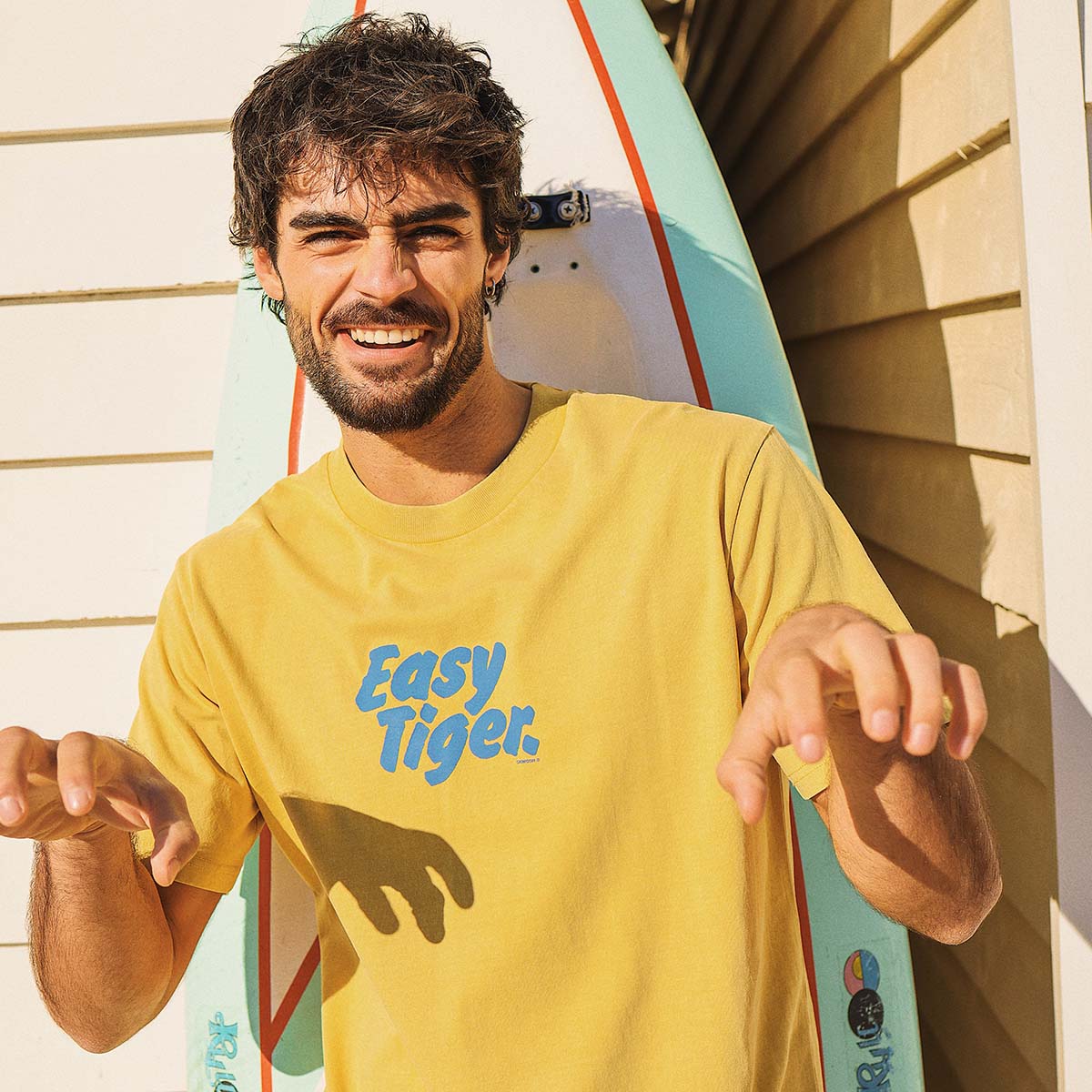 Easy Tiger Slang Tee Mustard Mens 100% Cotton Ringer T-Shirt