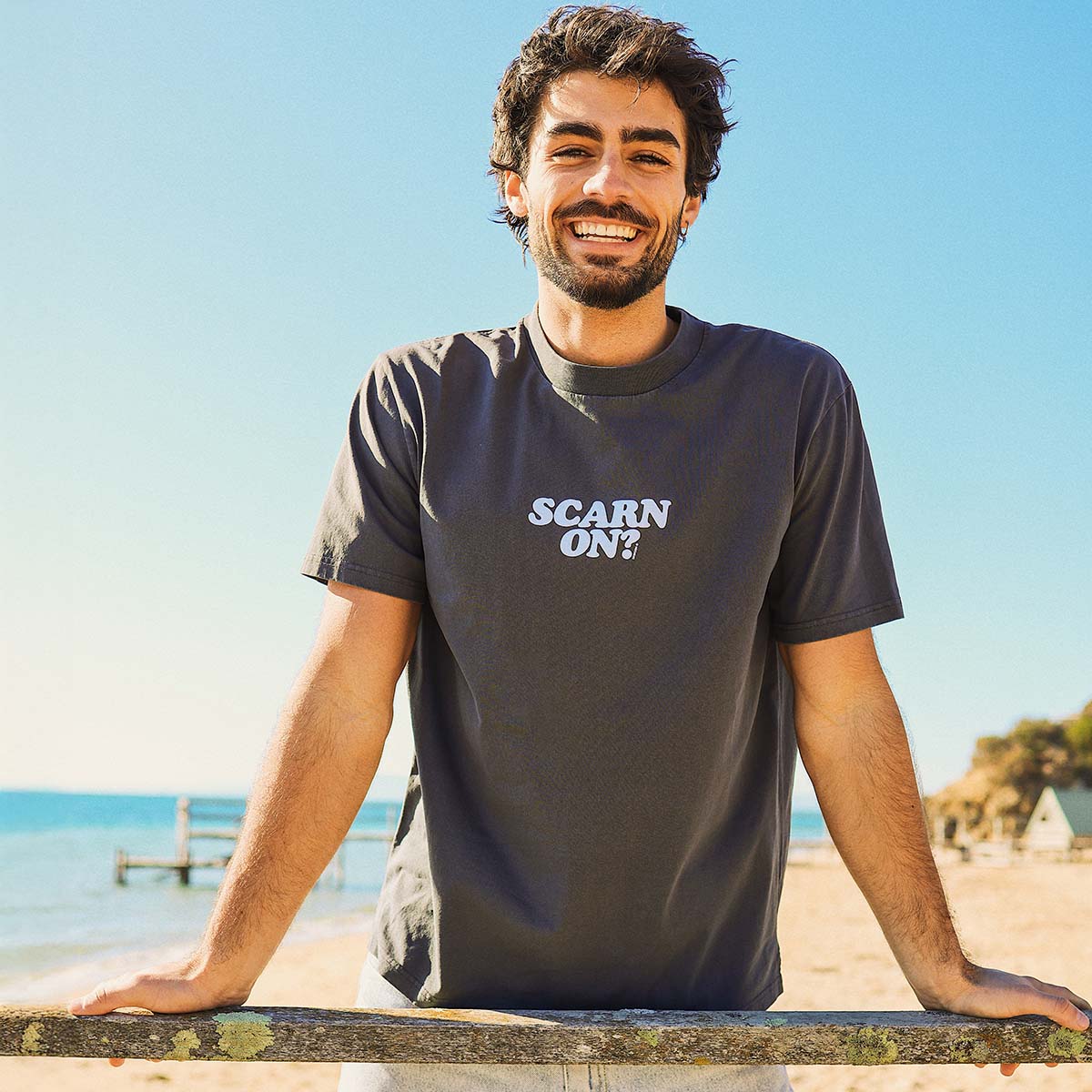 Scarn On? Slang Tee Black Cotton Puff Print Graphic Summer T-Shirt