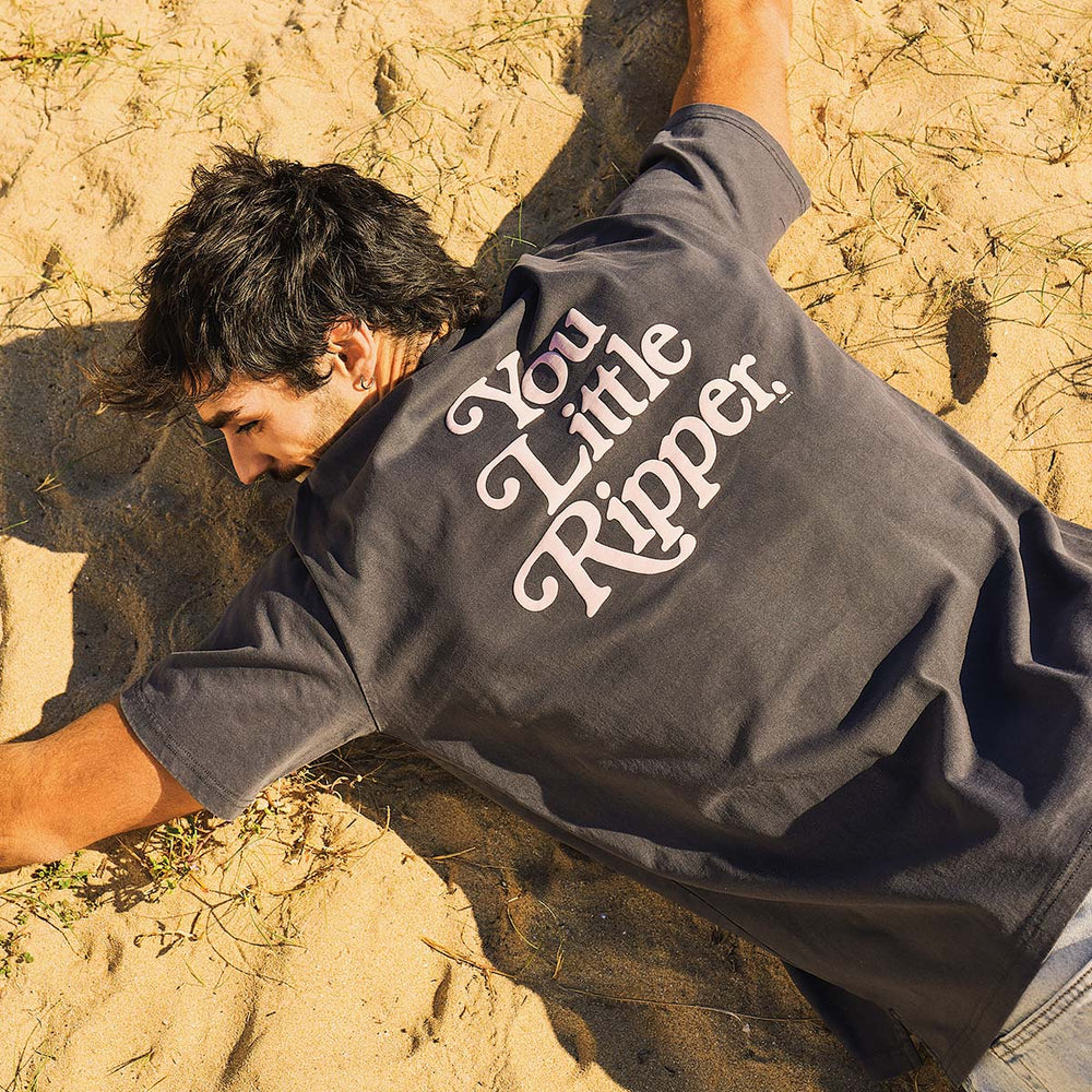 You Little Ripper Slang Tee Charcoal Cotton Graphic Summer T-Shirt