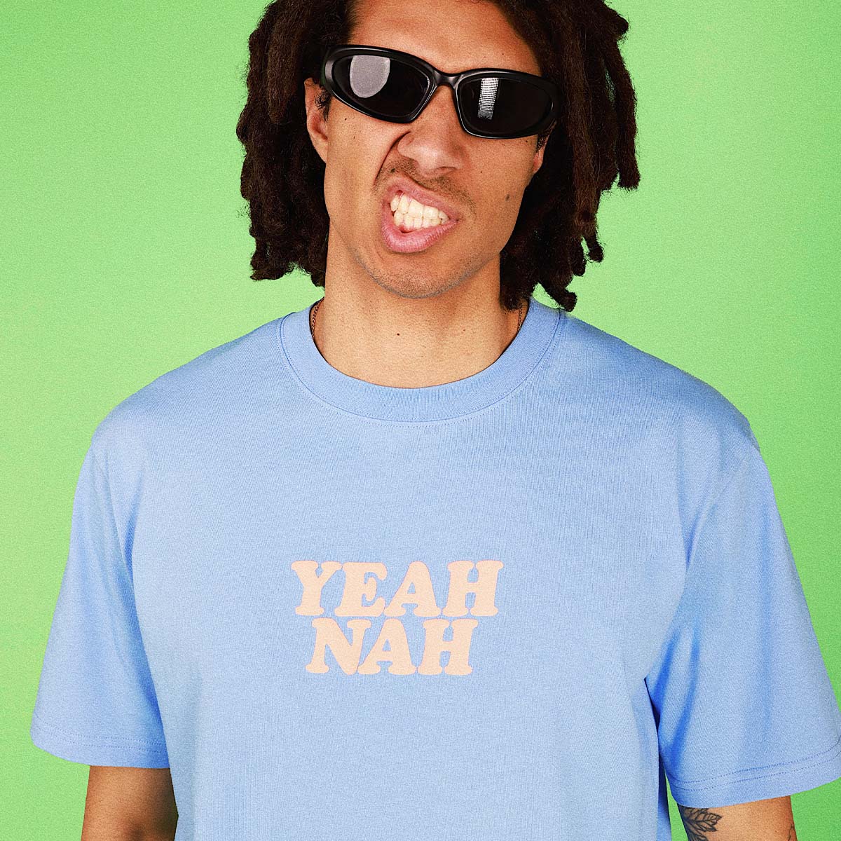 Yeah Nah Australian Slang Tee in Blue | Skwosh T-Shirt