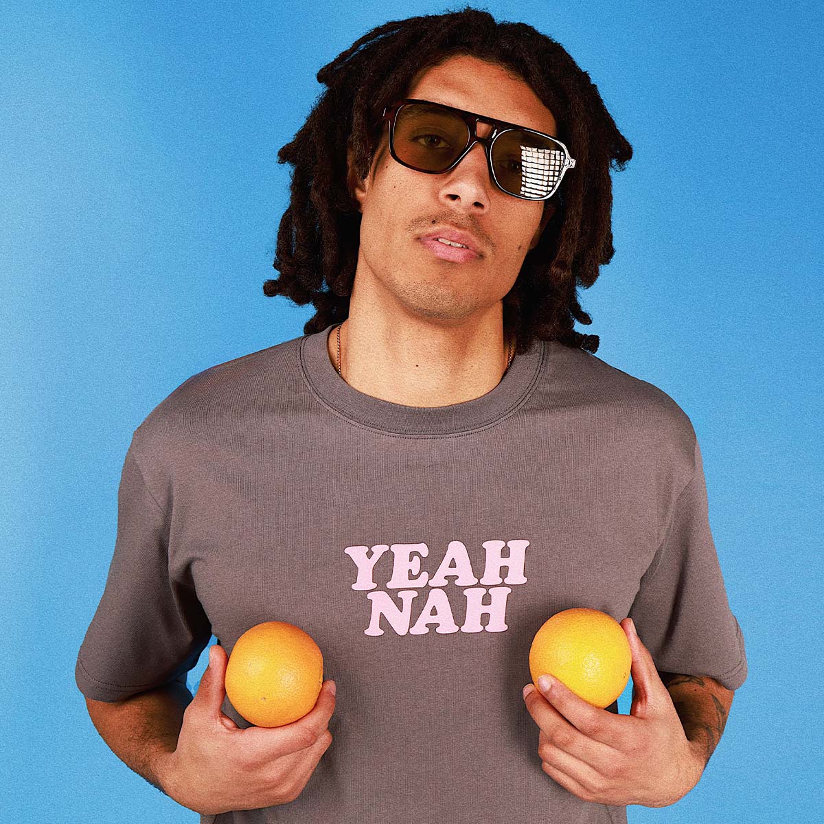 Yeah Nah Aussie Slang T-Shirt in Charcoal by Skwosh | Regular Fit Tee